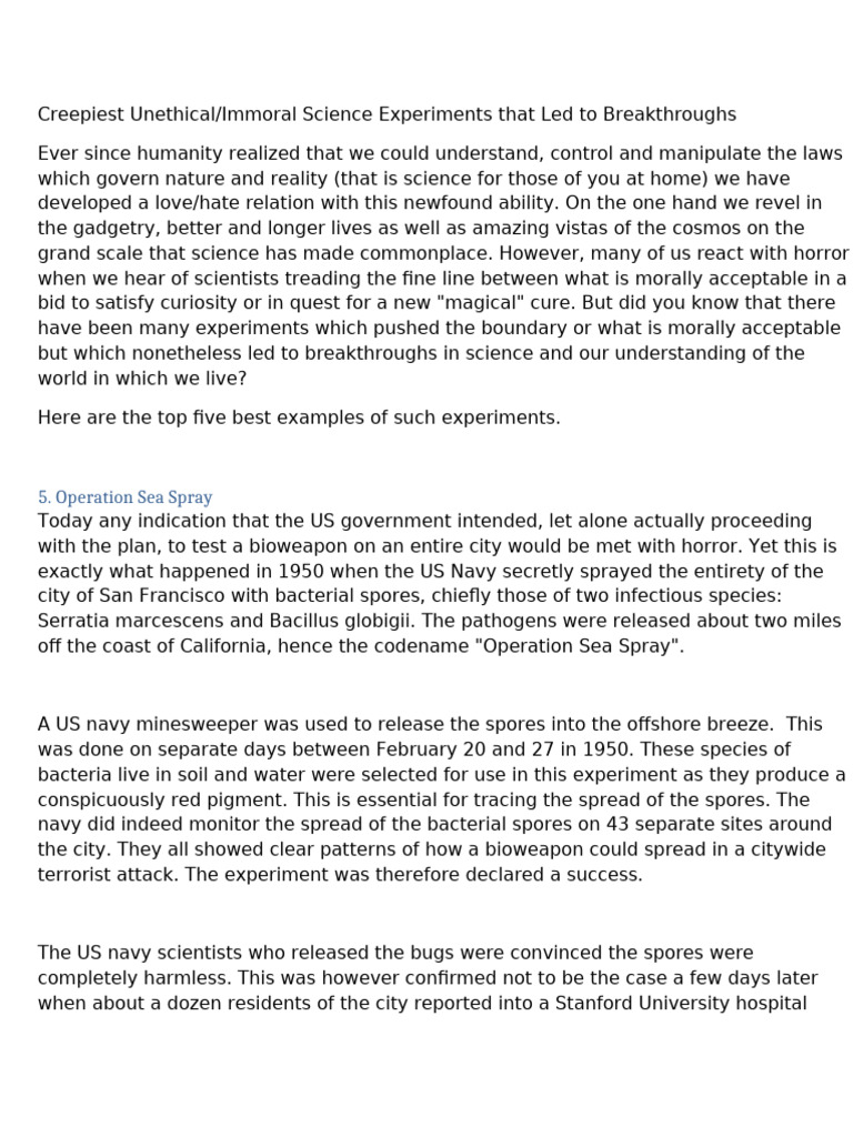 Creepiest Unethical - Immoral Science Experiments That Led To ...