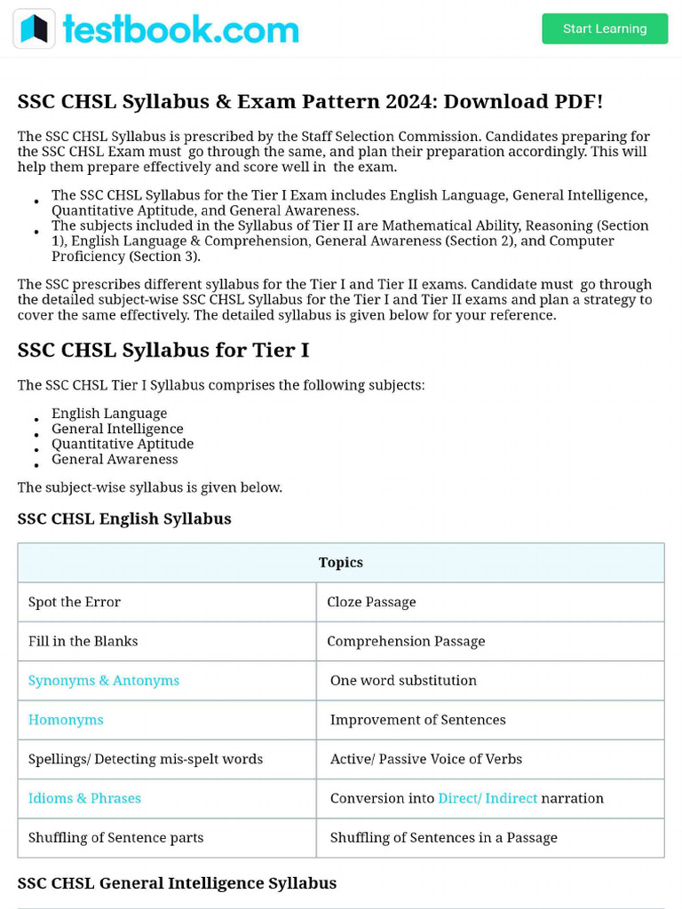 SSC CHSL Syllabus & Exam Pattern 2024 - Download | PDF