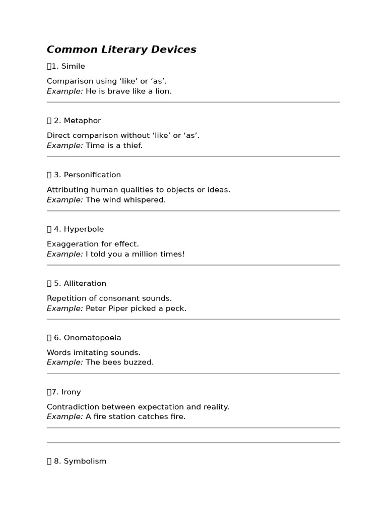 Common Literary Devices | PDF