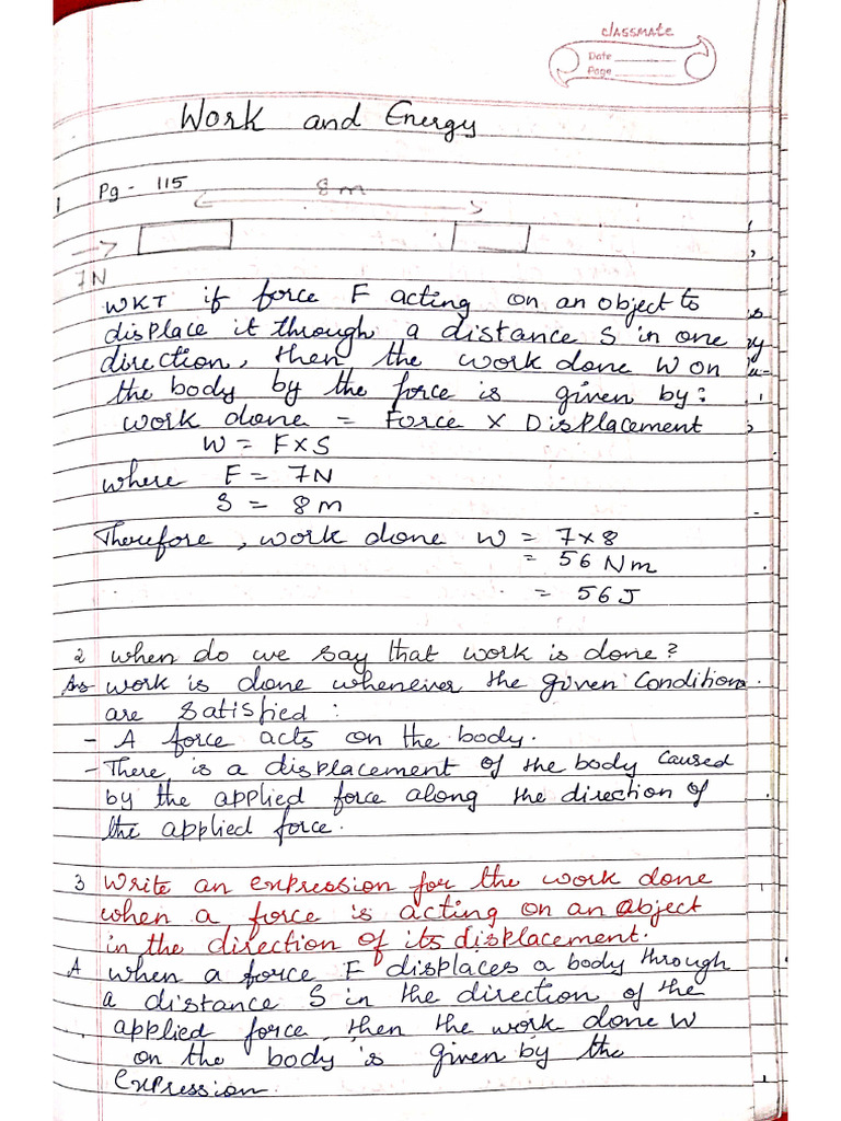 Science Notes Class 9 Work and Energy | PDF