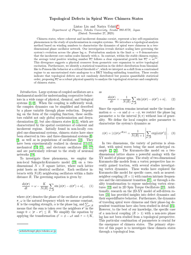 Topological Defects in Spiral Wave Chimera States: Department of ...