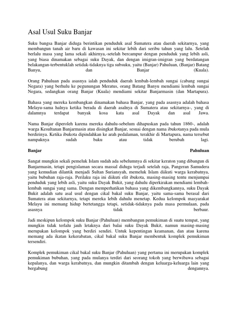 Asal Usul Suku Banjar Pdf