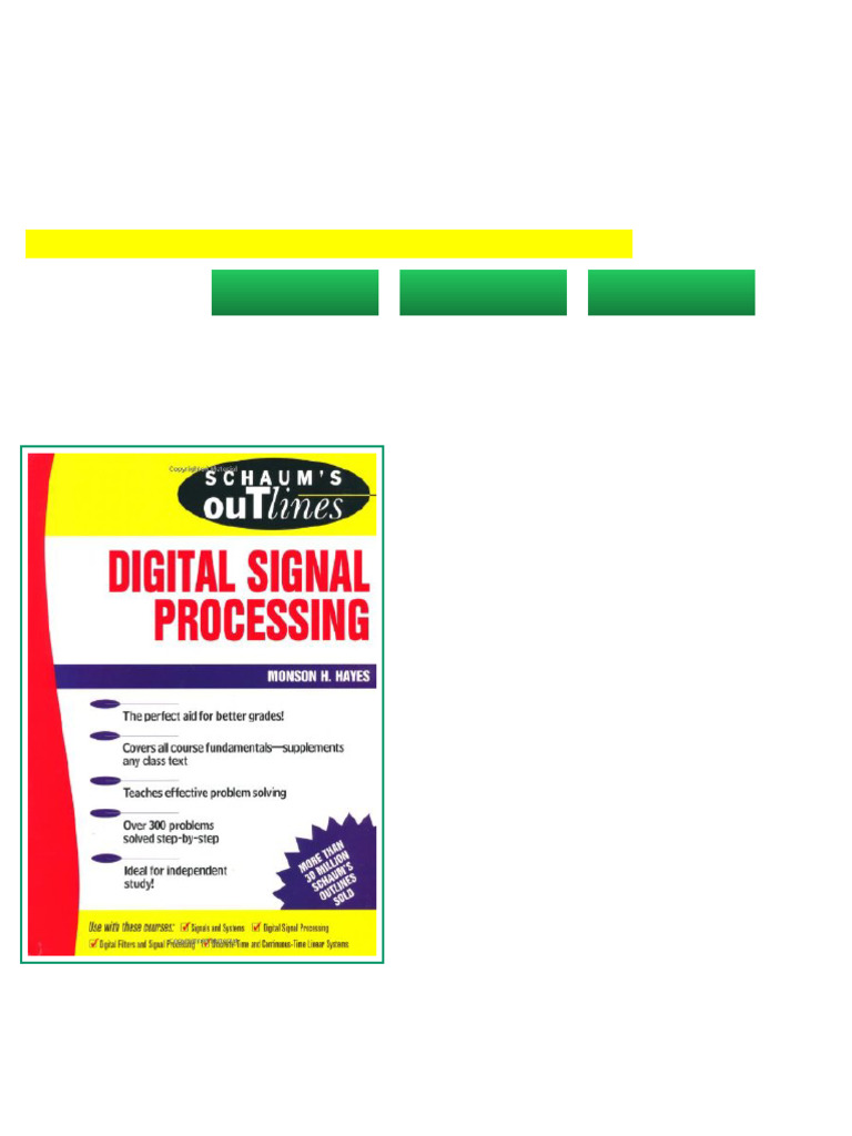 Schaum s Outline of Theory and Problems of Digital Signal Processing ...