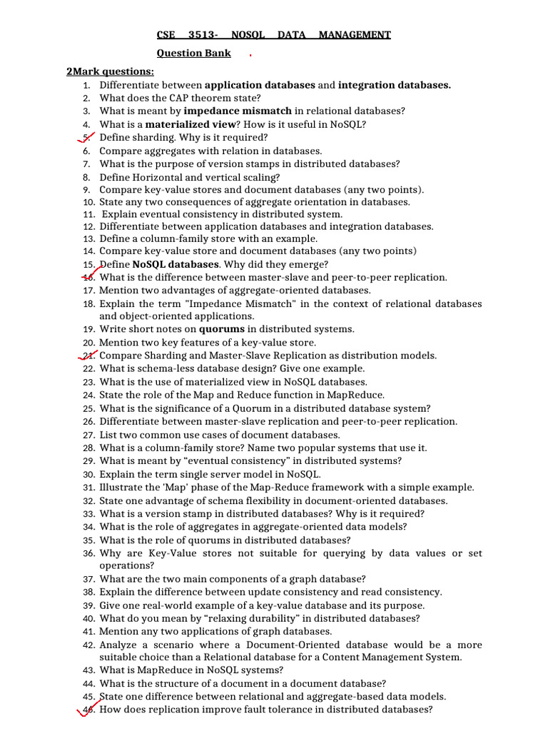 Nosql Data Management Question Bank | PDF | No Sql | Databases