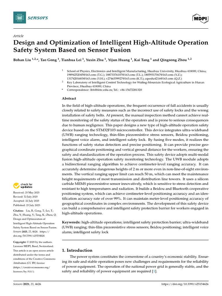 Design and Optimization of Intelligent High-Altitude Operation Safety ...