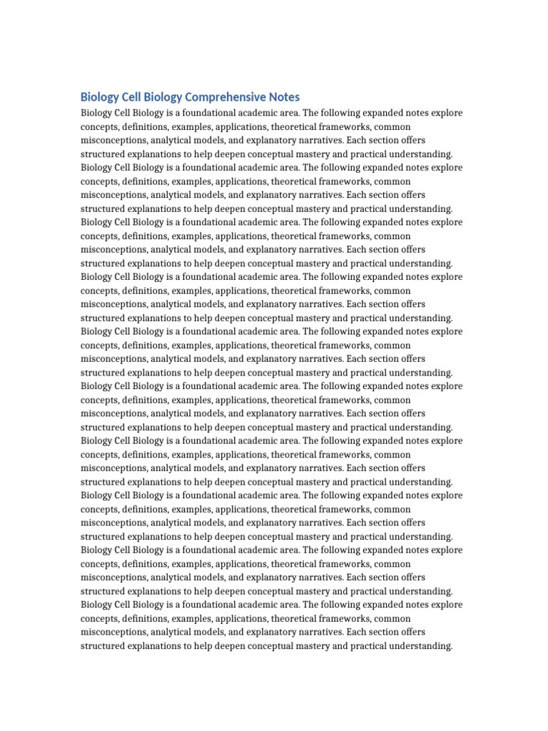 Biology Cell Biology Notes | PDF | Theory | Concept