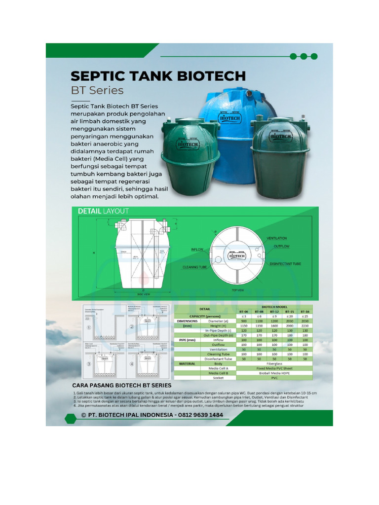 Price List Septic Tank Biotech BT Series 2025 | PDF