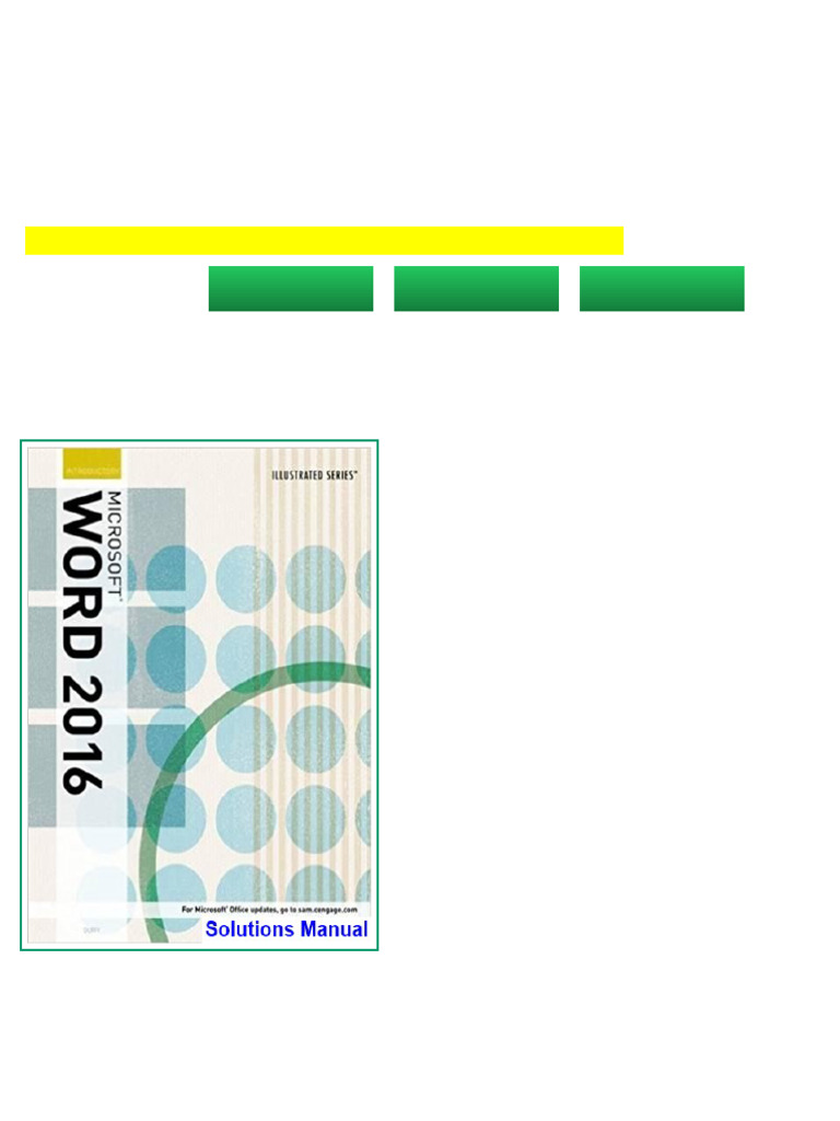 Illustrated Microsoft Office 365 and Word 2016 Introductory 1st Edition Duffy Solutions Manual ...