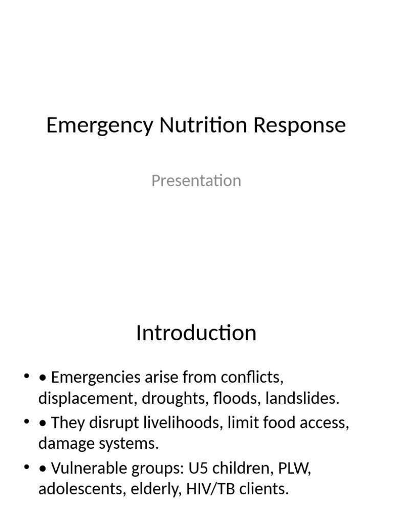 Emergency Nutrition Response Strategies | PDF | Malnutrition | Health Care