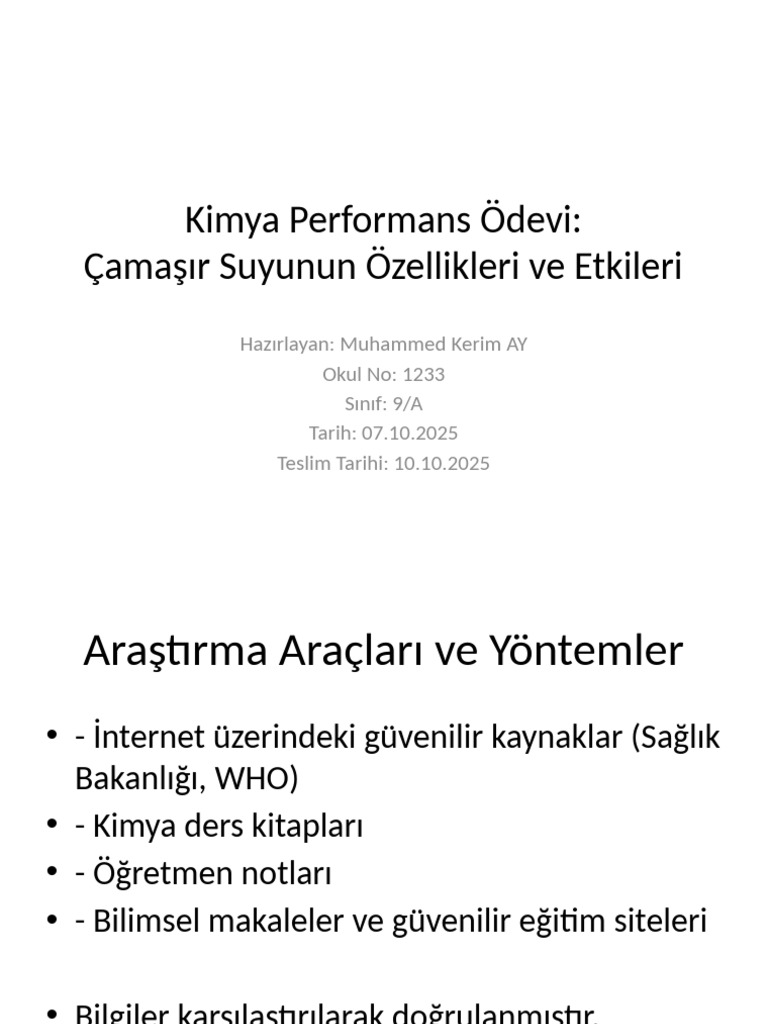Camasir Suyu Odevi | PDF