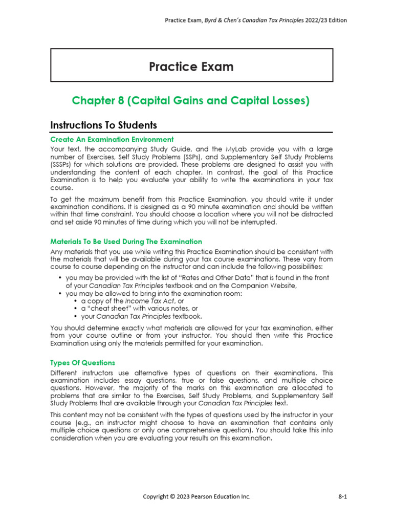 ByrdChen_2022_PrExam_Ch08 | PDF | Capital Gains Tax | Capital Gain