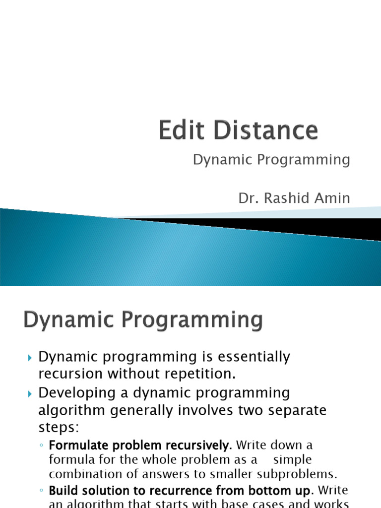 Edit Distance | PDF | Dynamic Programming | Algorithms And Data Structures