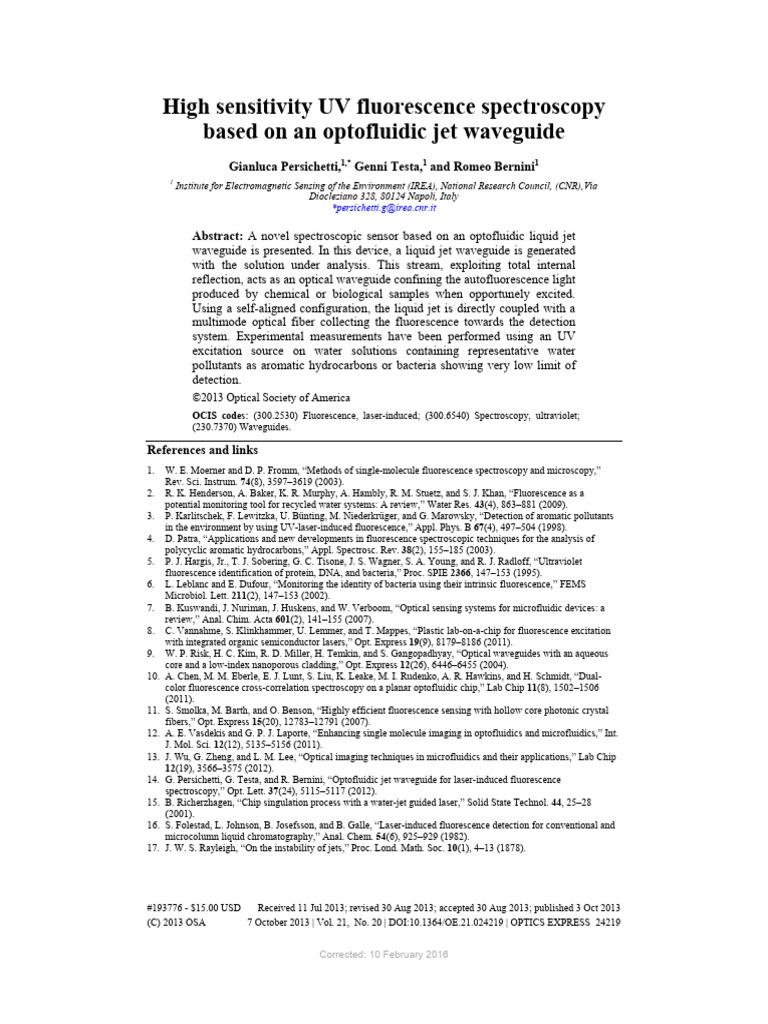 High-Sensitivity UV Fluorescence Sensor | PDF | Polycyclic Aromatic ...