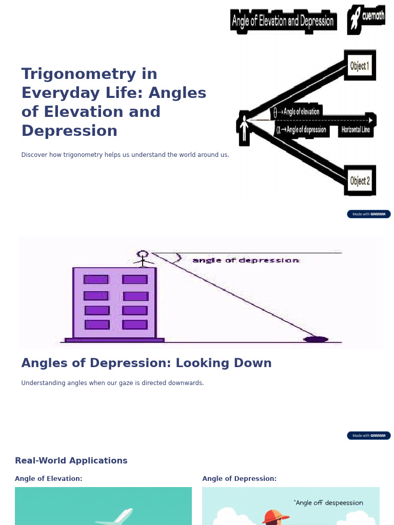 Trigonometry in Everyday Life Angles of Elevation and Depression (1) | PDF