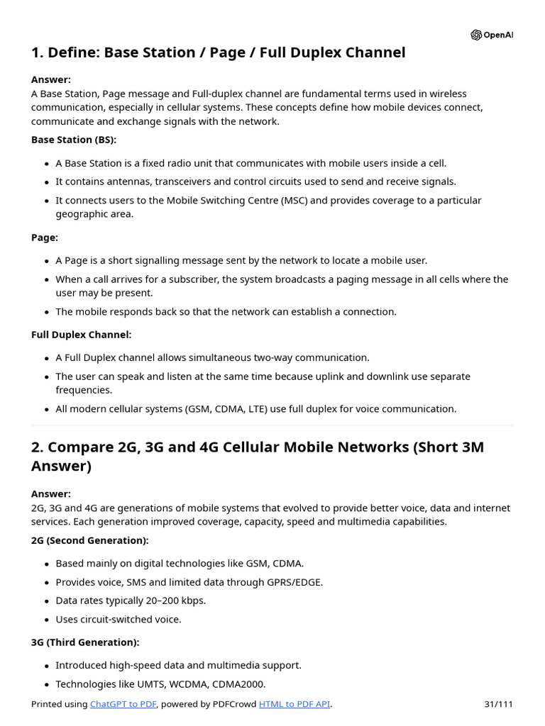 WC - Ans 31 111 | PDF | Cellular Network | 3 G
