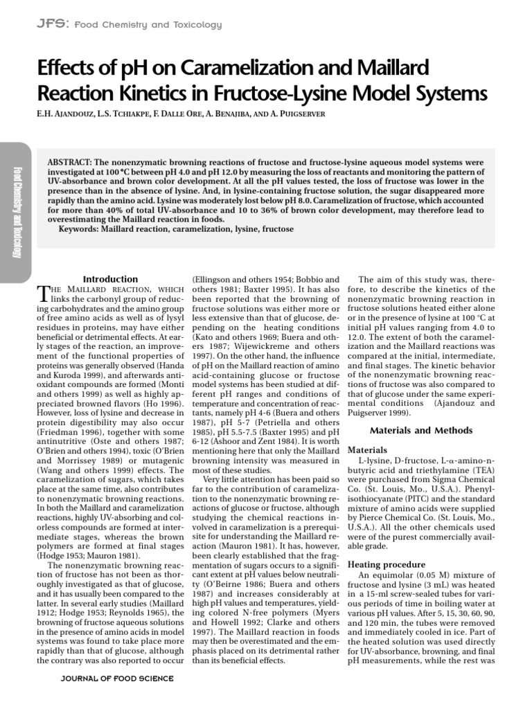 pH Effects on Fructose-Lysine Browning | PDF | Fructose | Glucose