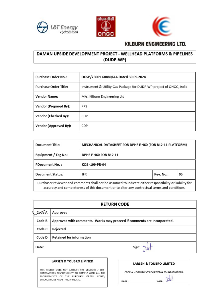 Mechanical Datasheet for DPHE E-460 | PDF | Pipe (Fluid Conveyance ...