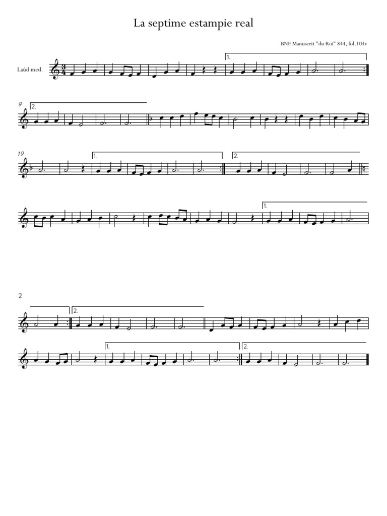 La Septime Estampie Real - Laura M. NNTT Tarea VII - Partitura Completa ...