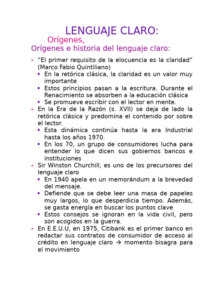 Historia del Lenguaje Claro y su Impacto | PDF | Lenguaje simple ...