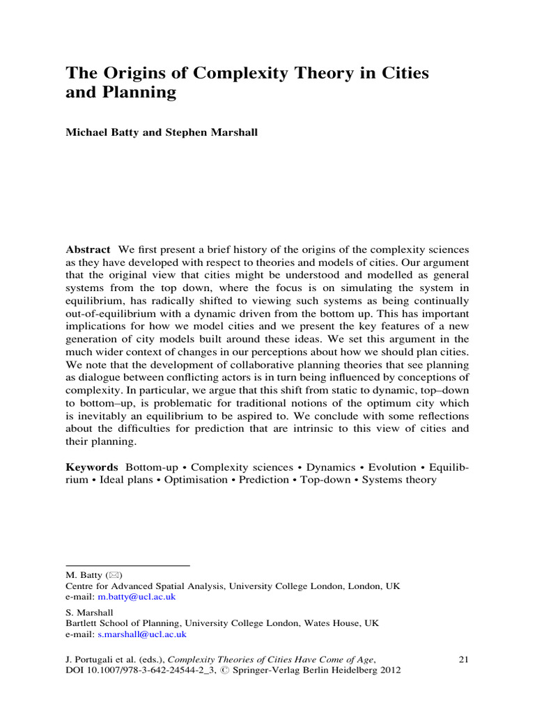 00 The Origins of Complexity Theory in Cities and Planning | PDF ...