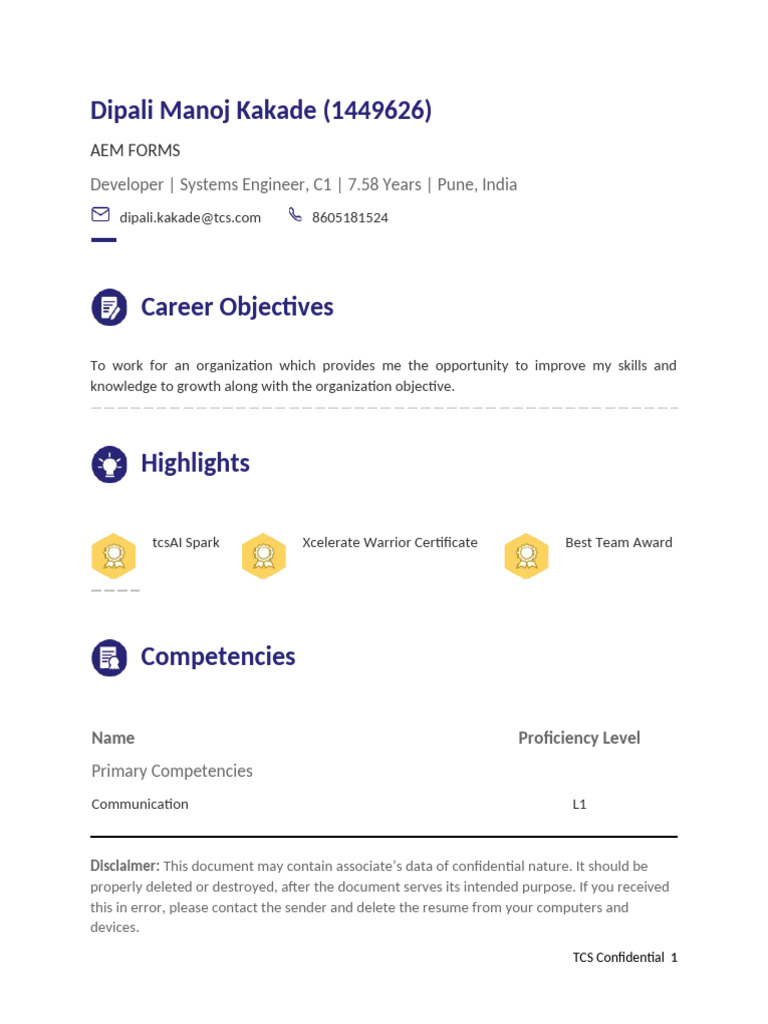 AEM Forms Developer Resume - Dipali Kakade | PDF | Information ...