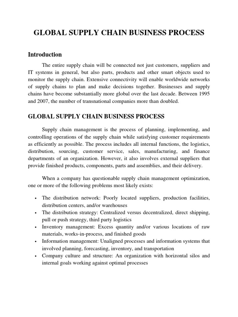 Global Supply Chain Business Process | PDF | Supply Chain | Logistics