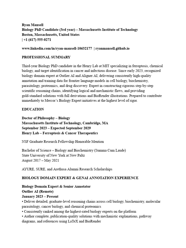 Ryan Mansell | PDF | Proteomics | Chemical Biology