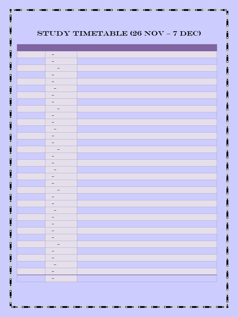 Study Timetable: Nov 26 - Dec 7 | PDF