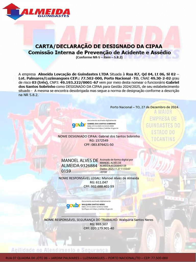 Nomeação de Designado CIPAA 2024/2025 | PDF