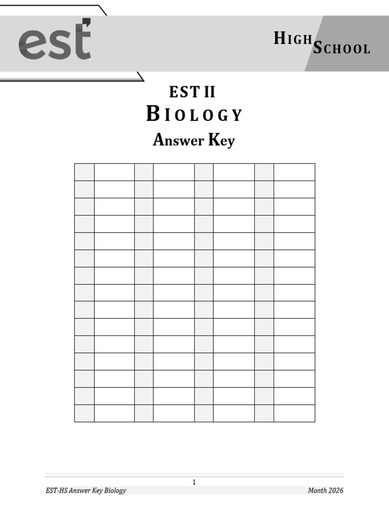 2026 High School Biology Answer Key | PDF | Biology | Life Sciences