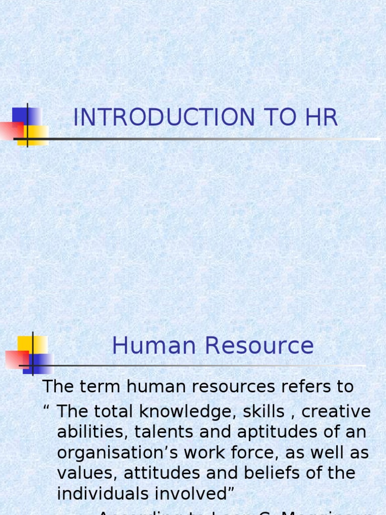 Introduction To HR | PDF | Human Resources | Human Resource Management
