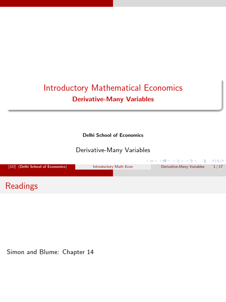 Mathematical Economics: Derivatives Explained | PDF | Derivative | Gradient