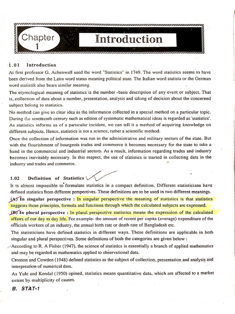 Business Statistics Chapter (1 2) | PDF
