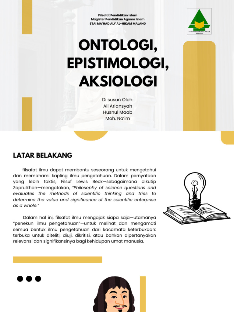 Filsafat Ilmu: Ontologi, Epistemologi, Aksiologi | PDF