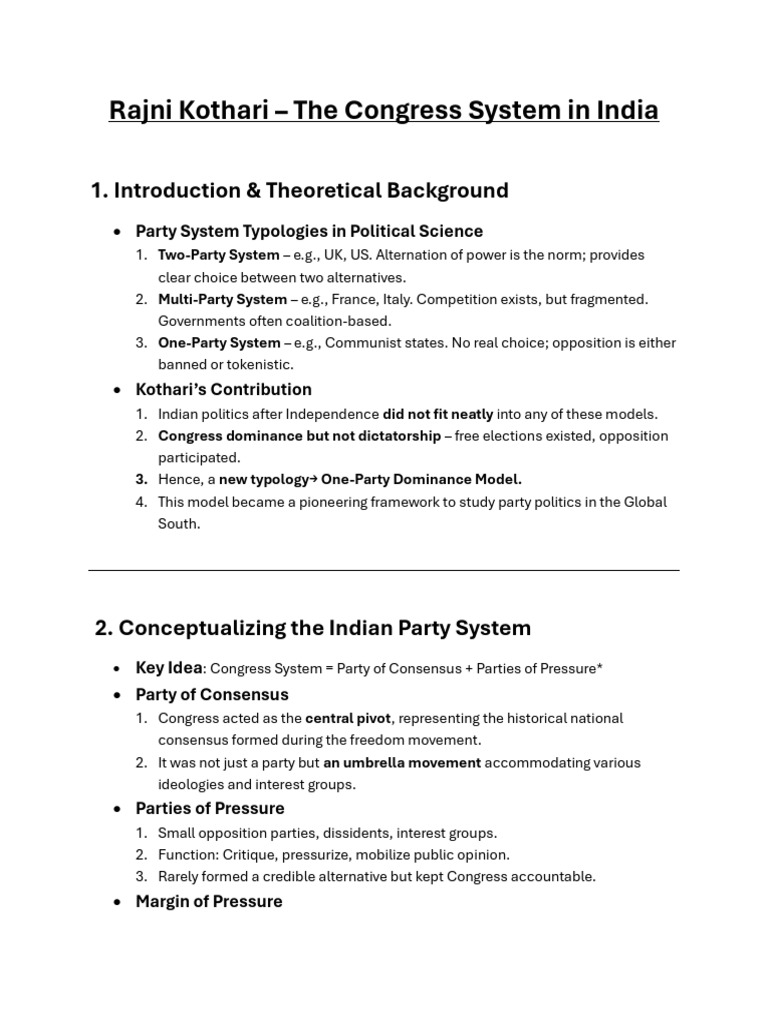 Congress System in India Explained | PDF | Indian National Congress ...