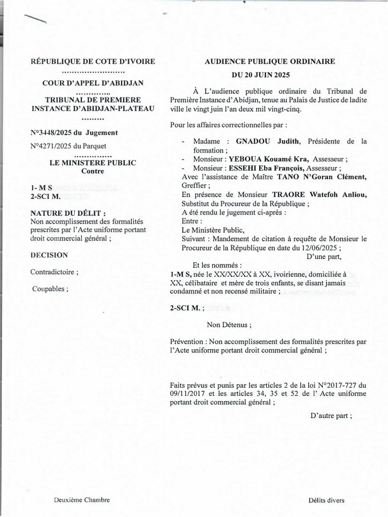 Jugement sur non-accomplissement commercial | PDF | Justice | Crime et ...