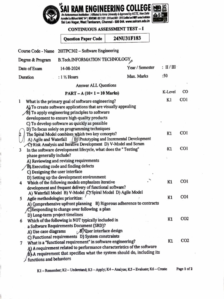 SE CAT Question Papers | PDF