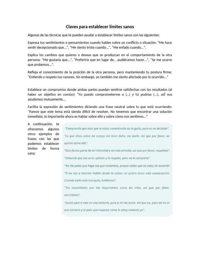 Claves para Establecer Límites Sanos | PDF