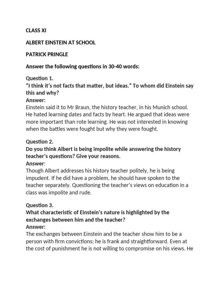 Albert Einstein - Short Answers | PDF