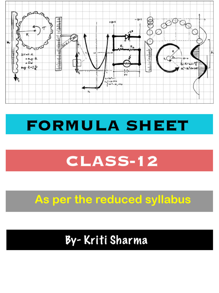 Physics Formula Sheet Class 12 | PDF
