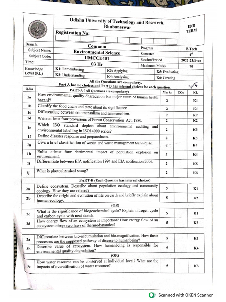 Environmental End Sem Paper | PDF