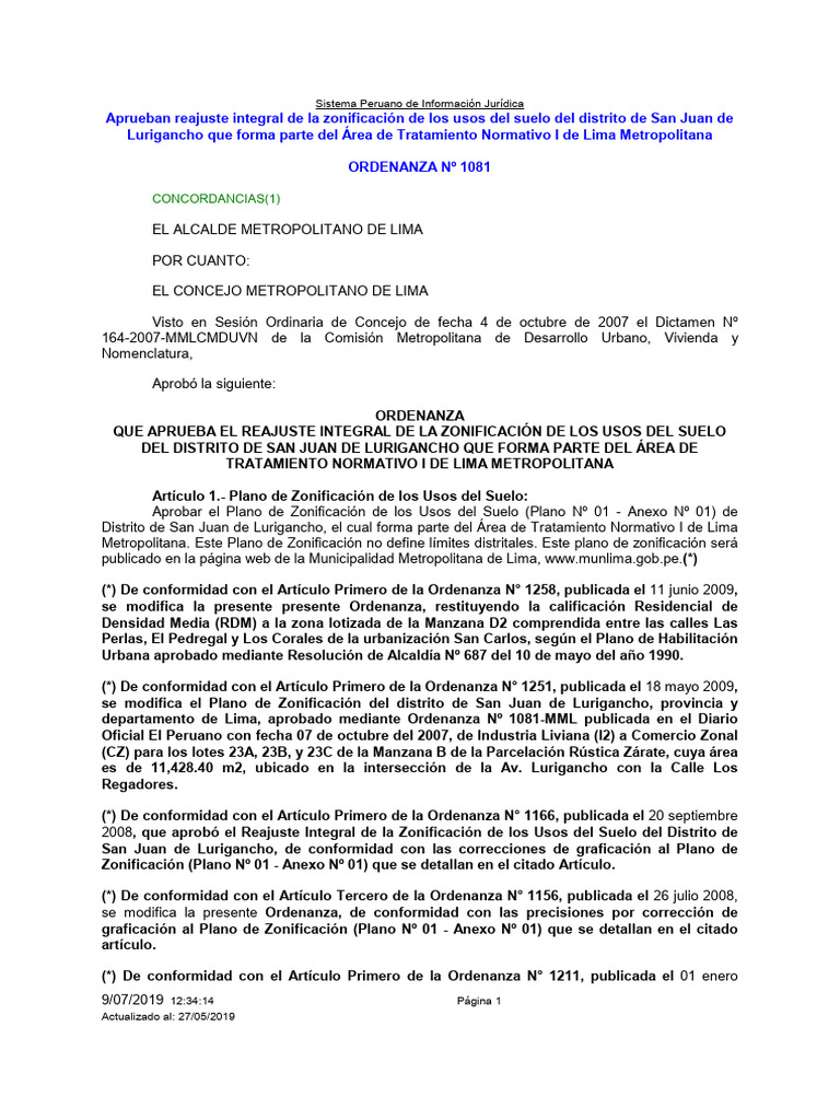 sjl-ordenanza | PDF | Zonificación | Lima