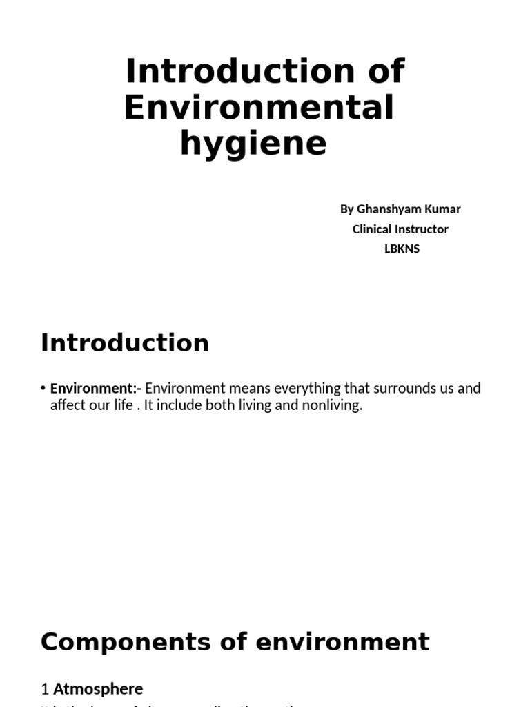 Environmental Hygiene by GR | PDF