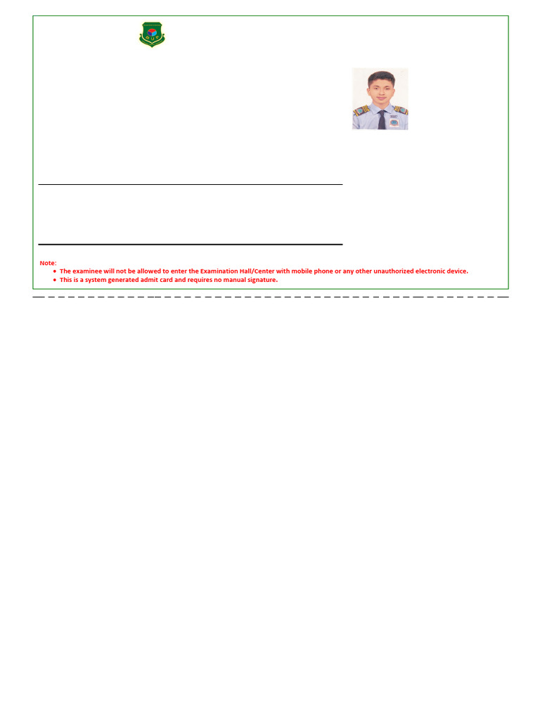 BUP Admit Card for BBA AIS Program | PDF