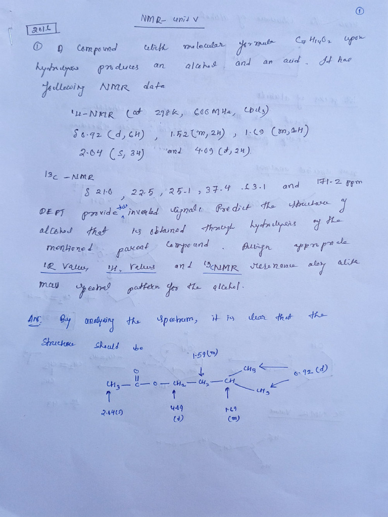 NMR Unit IV - 13C Previous Year Solved | PDF