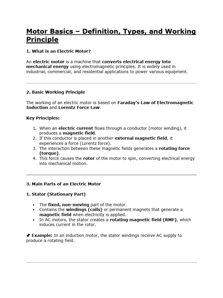 Electric Motor Basics: Types & Functions | PDF | Electric Motor ...