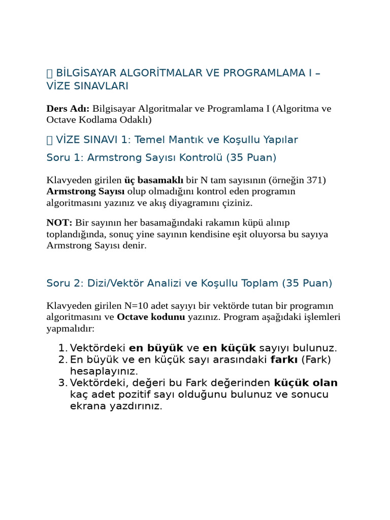 Algoritma Vize | PDF