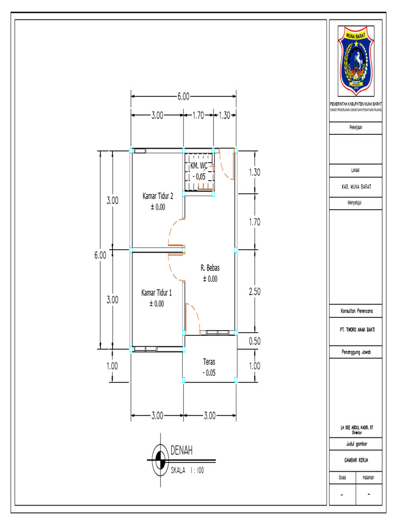 Denah Kamar Tidur dan Teras Muna Barat | PDF