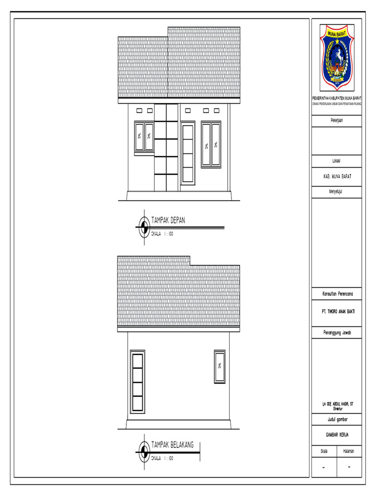 Rencana Tampak Depan dan Samping Muna Barat | PDF