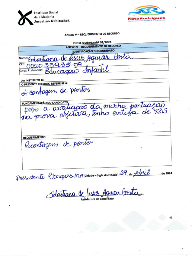 Requerimento Sebastiana | PDF